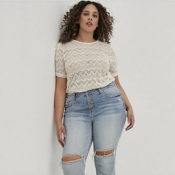 torrid | Tops | Torrid 3x Sheer Ivory Lace Puff Sleeve Top | Poshmark